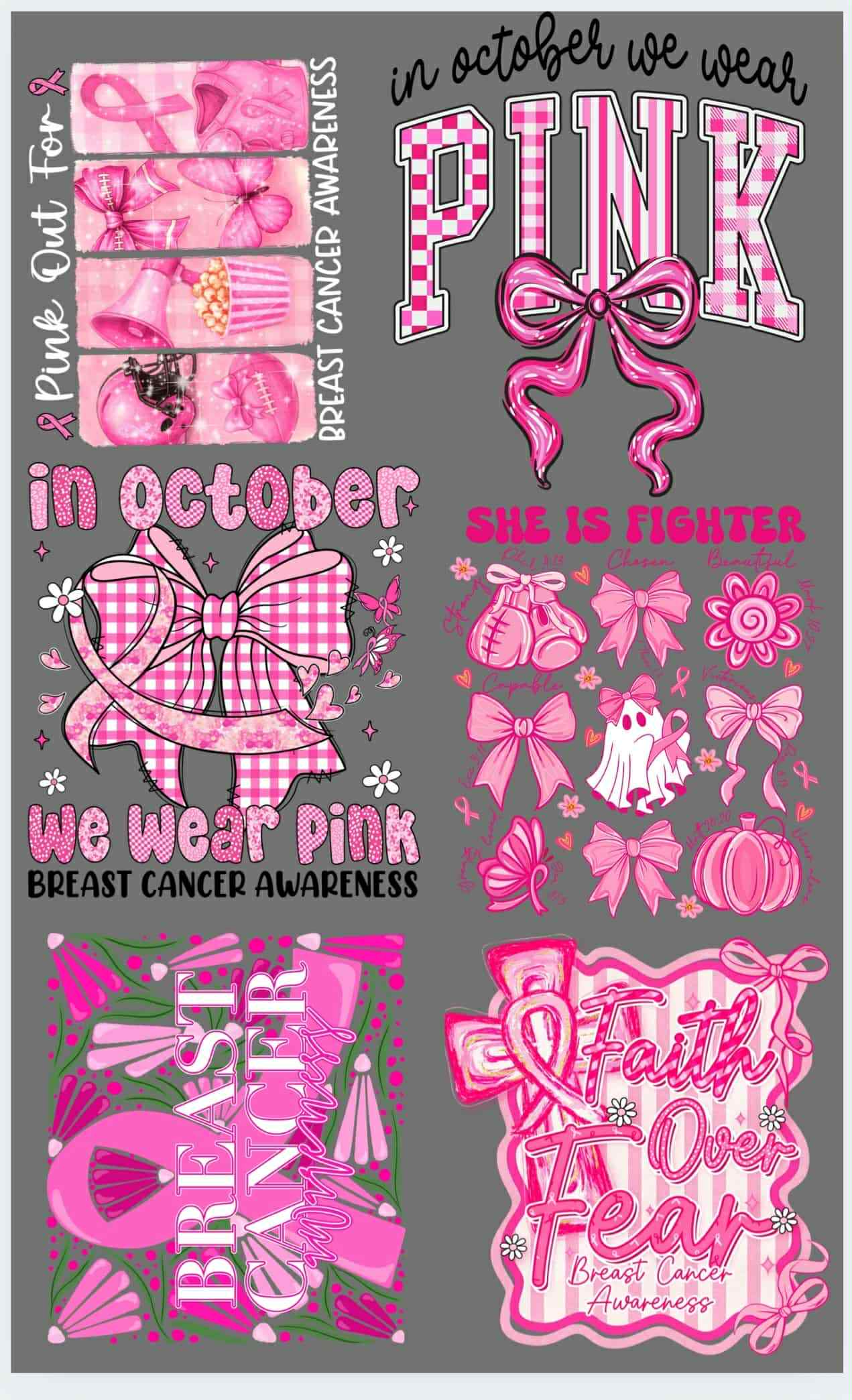 IN OCTOBER WE WEAR PINK GANG SHEET 22.5"X36 – Dazzling Darlings Boutique